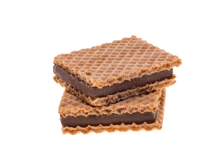 Chocolate Square Wafers Isolated Stock Photo - Image of snack, pastry ...