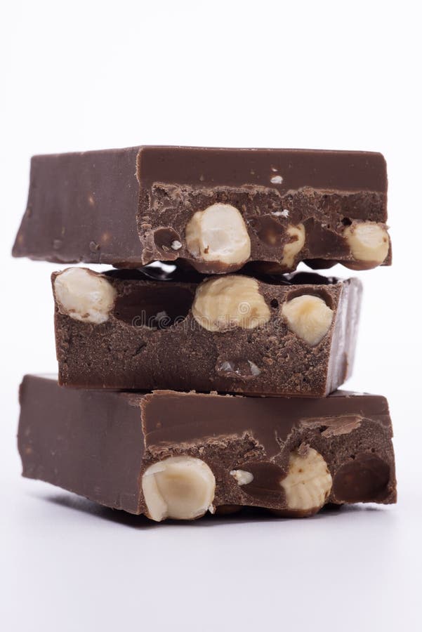 Chocolate Squares with Hazelnuts Stock Photo - Image of stress ...