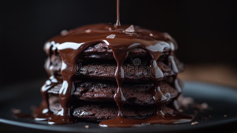 Chocolate Stack with Chocolate Dripping, Food Blog Stock Image - Image ...