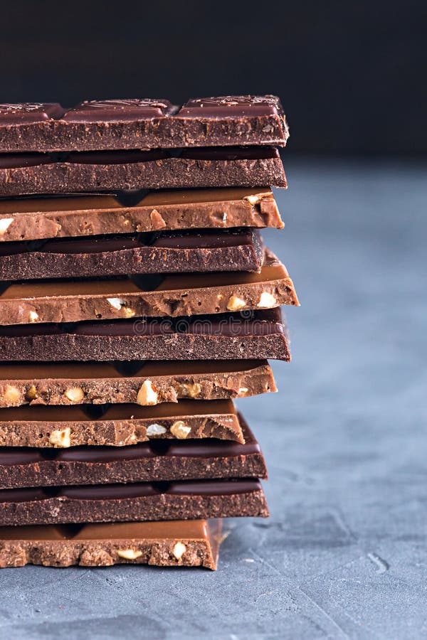 Chocolate Stack. Nut Chocolate Stock Photo - Image of food, cacao ...