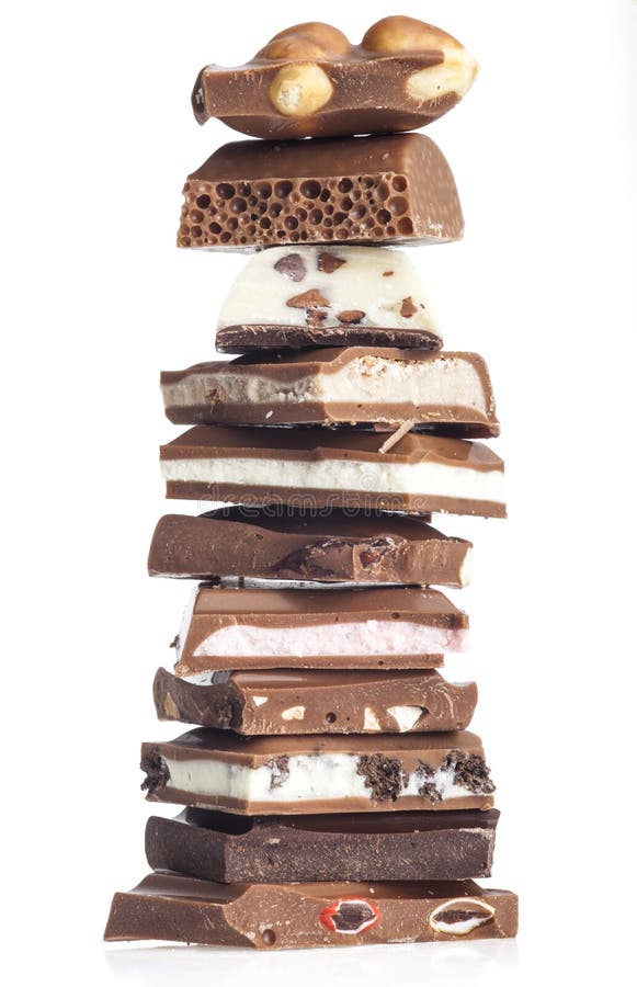 Chocolate Stack on Wooden Background Stock Image - Image of assortment ...