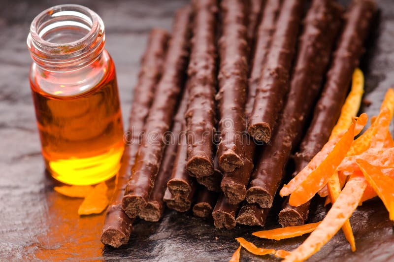 Chocolate Sticks with Orange Stock Photo - Image of mandarin, orange ...