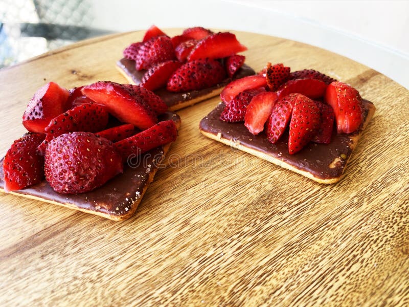 Chocolate Strawberry Cracker Stock Image - Image of closeup, berry ...