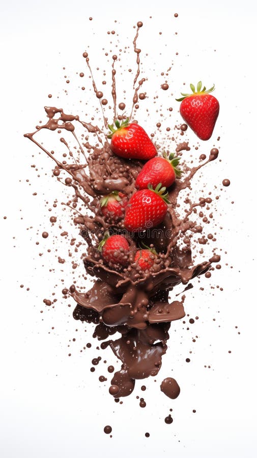 Chocolate Strawberry Explosion on White Background Stock Illustration ...