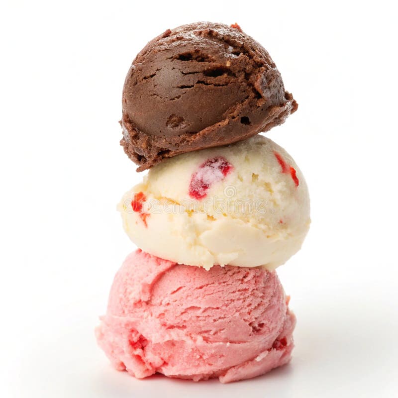 Chocolate, Strawberry, and Vanilla Ice Cream Stack Stock Illustration ...