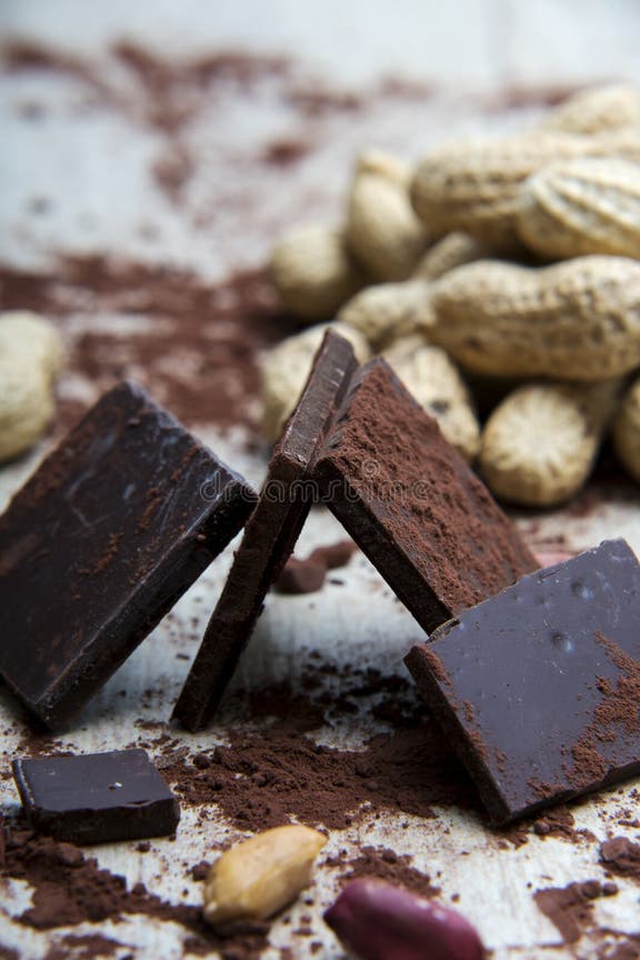 Chocolate Structure with Peanuts and Nutshells Stock Image - Image of ...