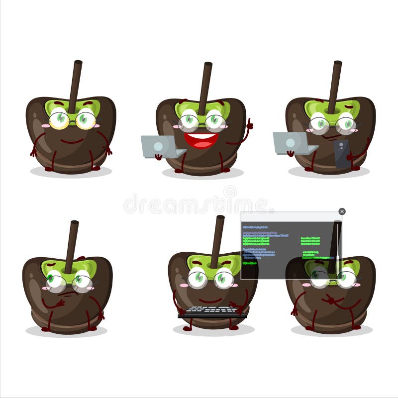 Chocolate Sugar Candy Programmer Cute Cartoon Character With Stock