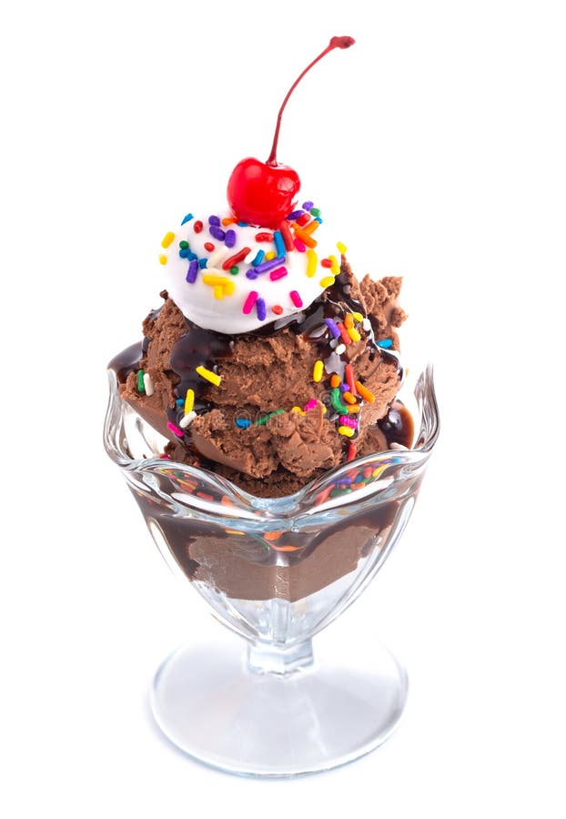 A Chocolate Sundae Isolated on a White Background Stock Photo - Image ...