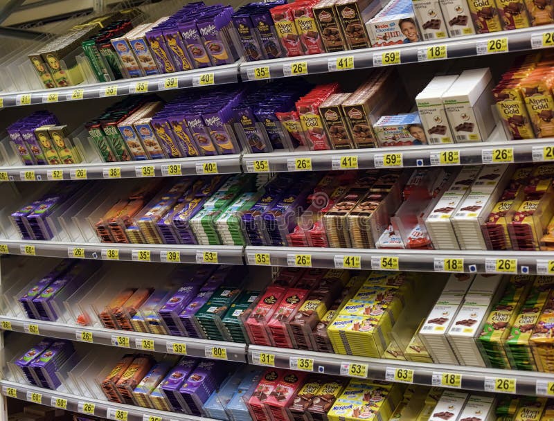 Chocolate in the Supermarket Editorial Stock Image - Image of aisle ...