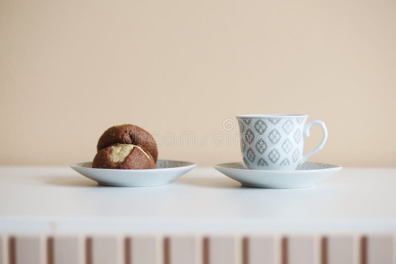 Chocolate Sweet Cookies and Black Coffee on a Serving Table Stock Image ...