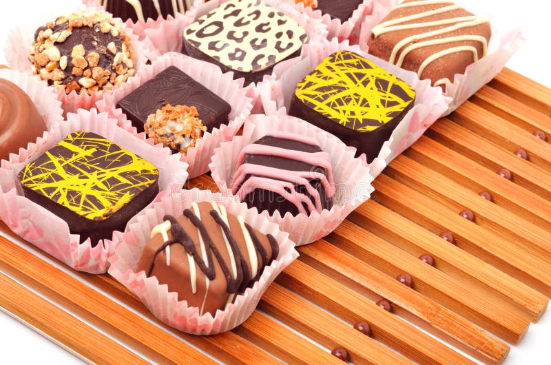 Assortment Chocolate Sweets Bamboo Mat Stock Photos - Free & Royalty ...