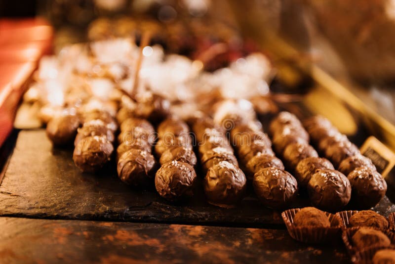 Good-looking Delicious Chocolate Sweets Lying in Nice Bakery Stock ...
