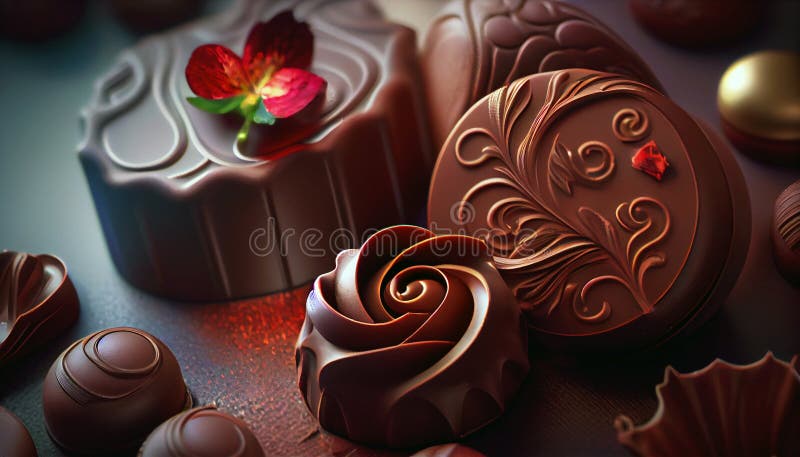 Chocolate Sweets on the Table, Holiday Treat Stock Illustration ...
