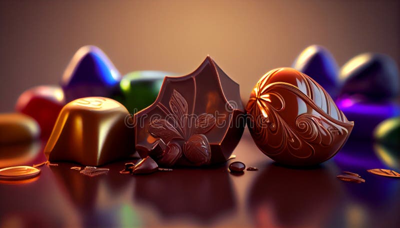 Chocolate Sweets on the Table, Holiday Treat Stock Illustration ...