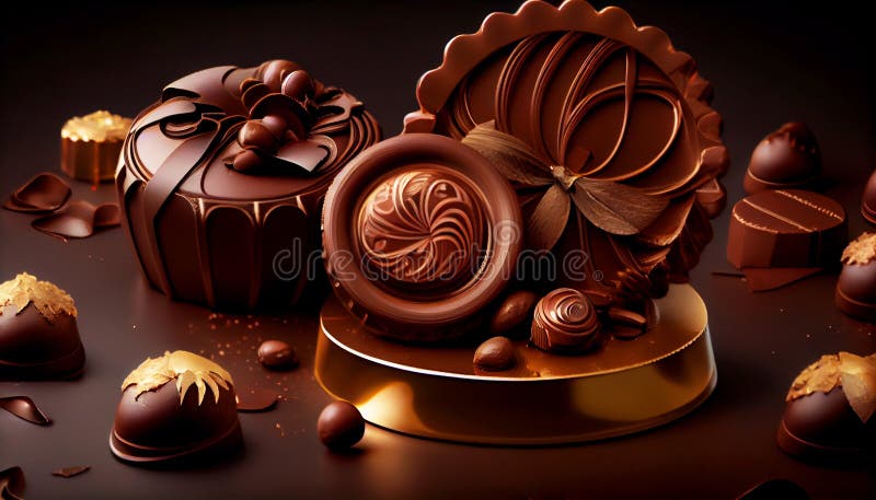 Chocolate Sweets on the Table, Holiday Treat Stock Illustration ...