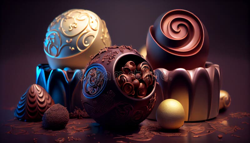 Chocolate Sweets on the Table, Holiday Treat Stock Illustration ...