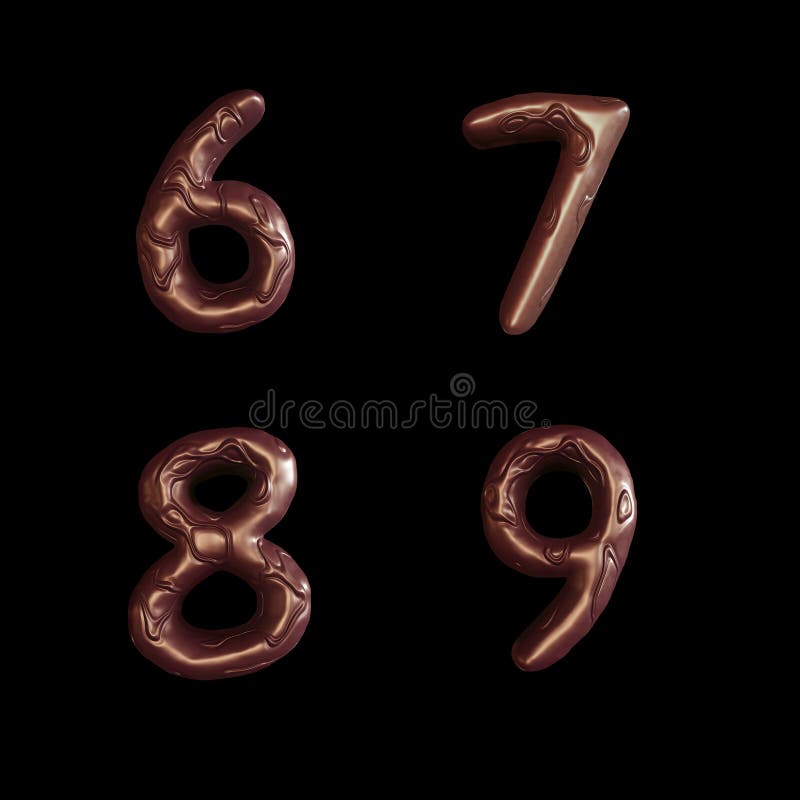 Chocolate Swirl Bar Letters Alphabet - Digits 6-9 Stock Illustration ...