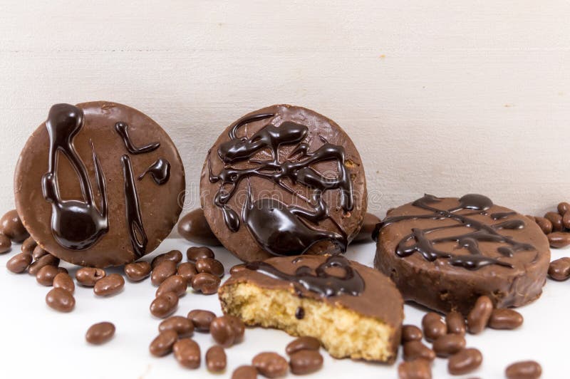 Chocolate syrup cookies stock image. Image of sauce, candy - 69575447