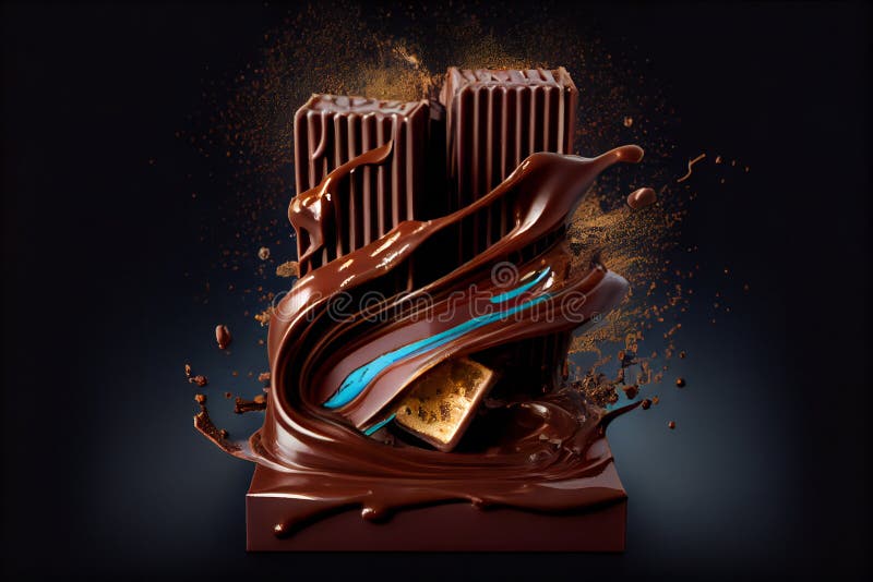 Chocolate Syrup Dripping Over on Chocolate Bar AI Generative Stock ...