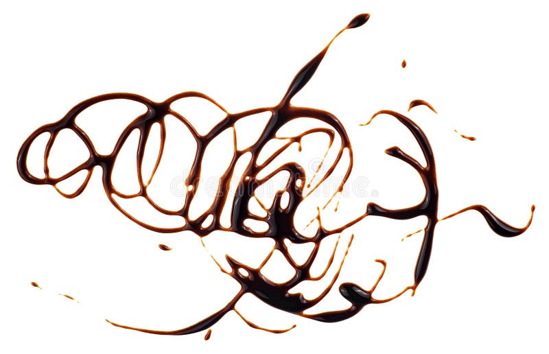 Chocolate Syrup Drops Isolated on White Background, Top View. Chocolate ...