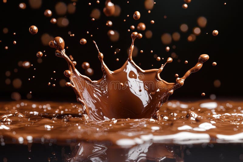 Chocolate Syrup Splash Creates an Artistic Pattern on a Dark Surface in ...