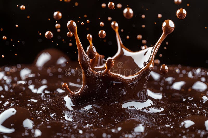 Chocolate Syrup Splash Creates Dynamic Patterns on Dark Surface Stock ...