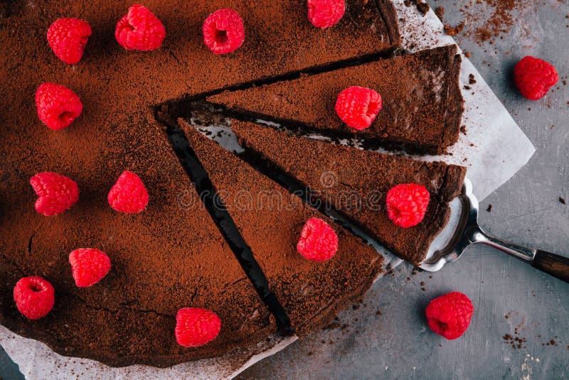 Chocolate Tart with Raspberries Stock Image - Image of cocoa, mousse ...