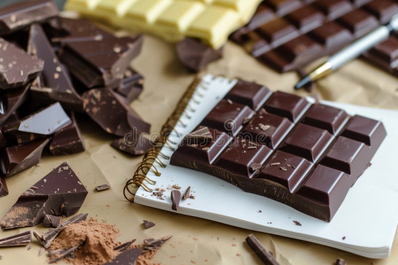 Chocolate Tasting with a Notepad and Pen Stock Image - Image of food ...