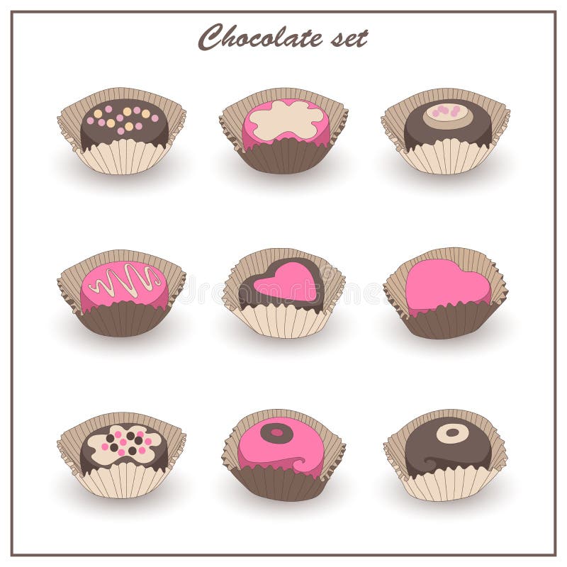 Chocolate Tasty Sweets Icons Set Stock Vector - Illustration of ...