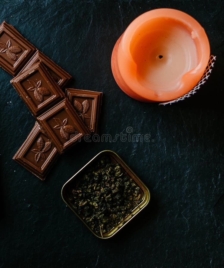 Food on Desk stock image. Image of gourmet, black, ingredient - 104728643