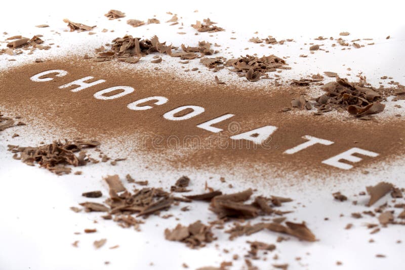Chocolate Text in Chocolate Powder Stock Photo - Image of ground ...