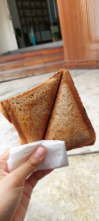 Chocolate Toast As Morning Breakfast Yummy Stock Image - Image of icing ...