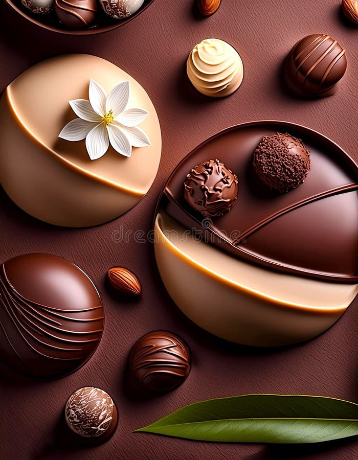 Chocolate Top View Beautiful Assorted Sweets on the Chocolate Table ...