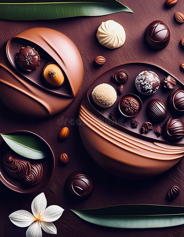 Chocolate Top View Beautiful Assorted Sweets on the Chocolate Table ...