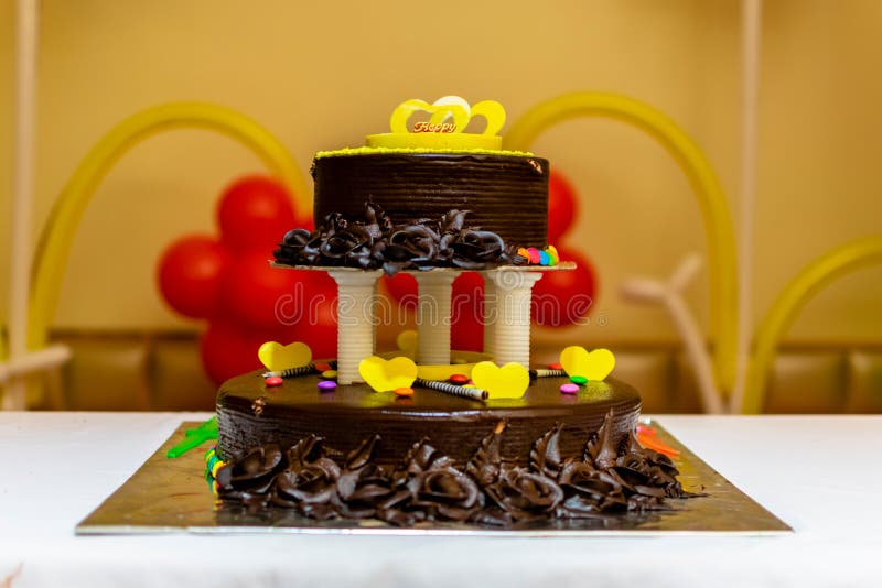 Celebration Chocolate Tower Cake Stock Photo - Image of event ...