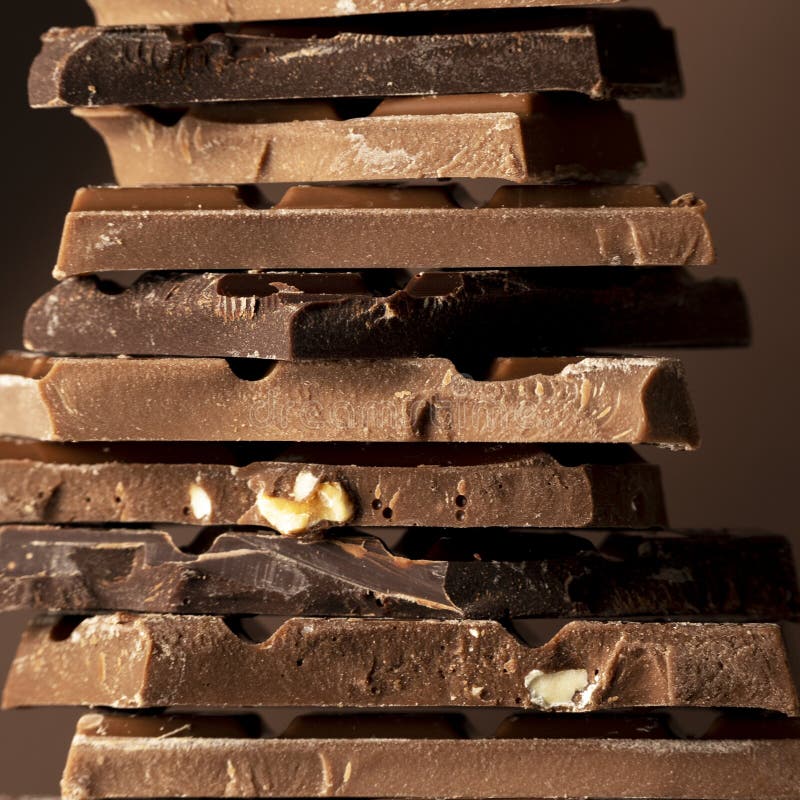 Chocolate Tower, Variety of Different Broken Chocolate Pieces Stock ...