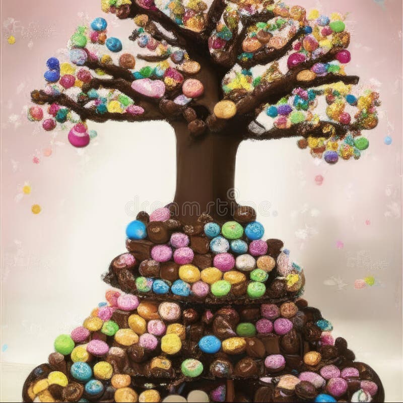 Chocolate Tree with Candy and Sweets Branches. Stock Illustration ...