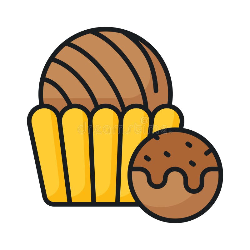 Chocolate Truffle Cake in Modern Flat Style, Premium Vector Stock ...