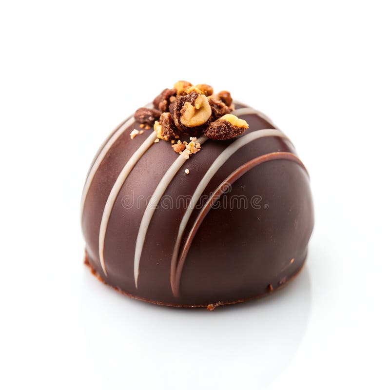 Chocolate Truffle with Drizzle and Topping Isolated on White Background ...