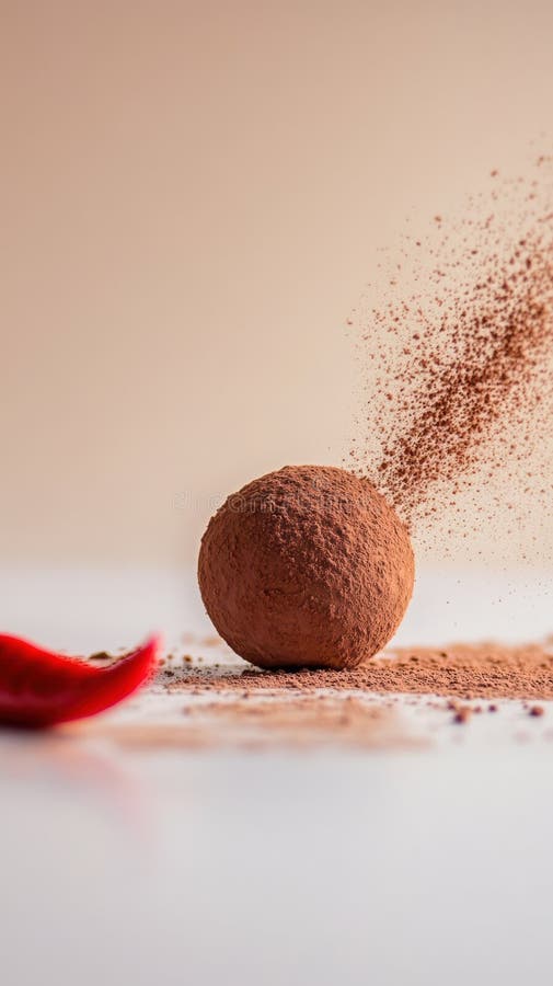 Chocolate Truffle Splitting Open, Cocoa Powder Dusting Exploding into ...