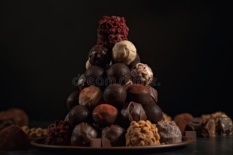 Tower of Gourmet Chocolate Bars with Different Fillings and Flavors ...