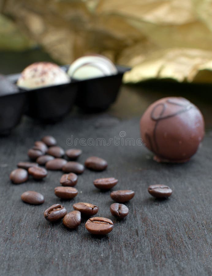 Chocolate Truffles with Coffee Beans Stock Photo - Image of ...