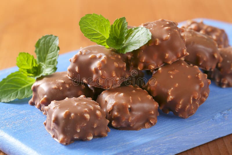 Chocolate Truffles with Nuts Stock Image - Image of studio, mint: 67682725