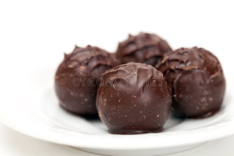 Chocolate Truffles on a Plate Stock Photo - Image of truffles, cocoa ...