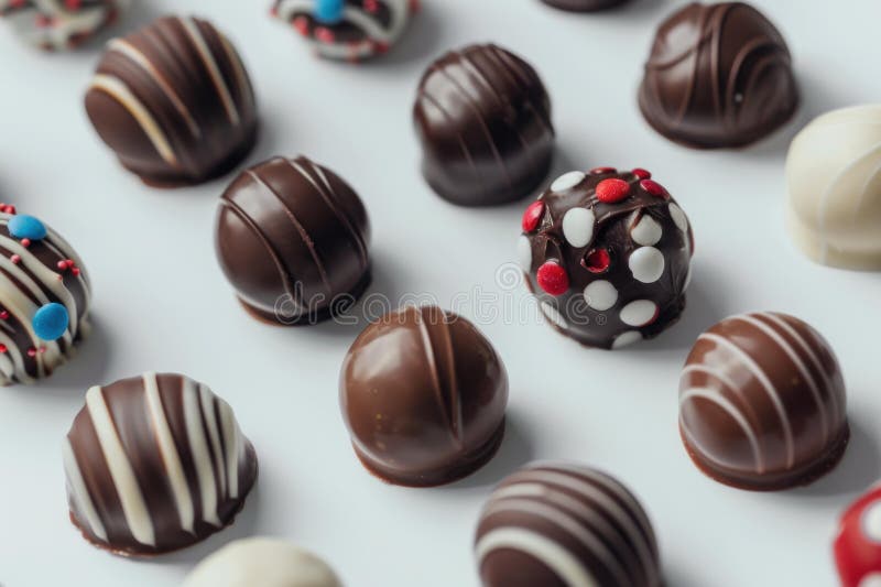 Delicious Chocolate Truffles Forming a Pattern on White Background ...