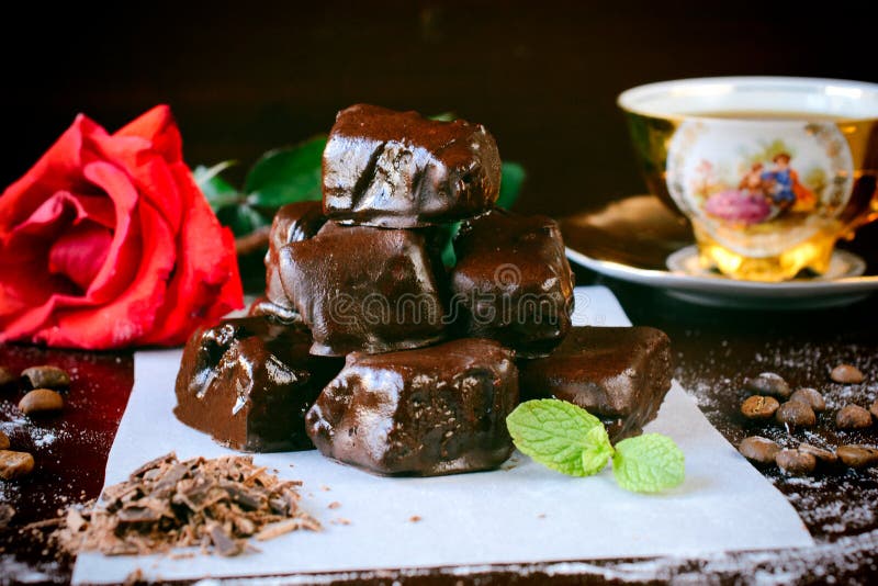 Chocolate Turkish delight stock image. Image of exotic - 44504221