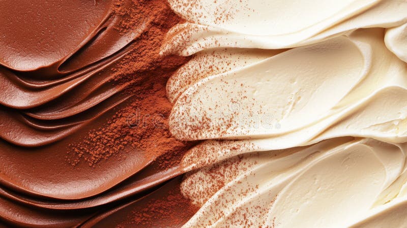 Chocolate and Vanilla Cream are Swirling Together, Creating an Enticing ...