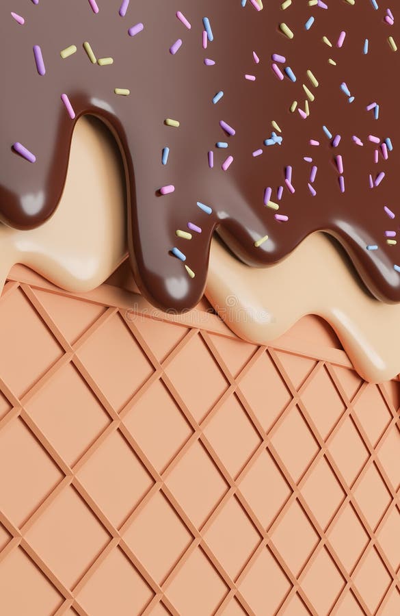 Chocolate and Vanilla Ice Cream Melted with Sprinkles on Wafer ...