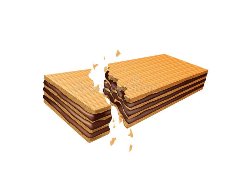 Chocolate Wafer Breaking, on a White Background Stock Illustration ...