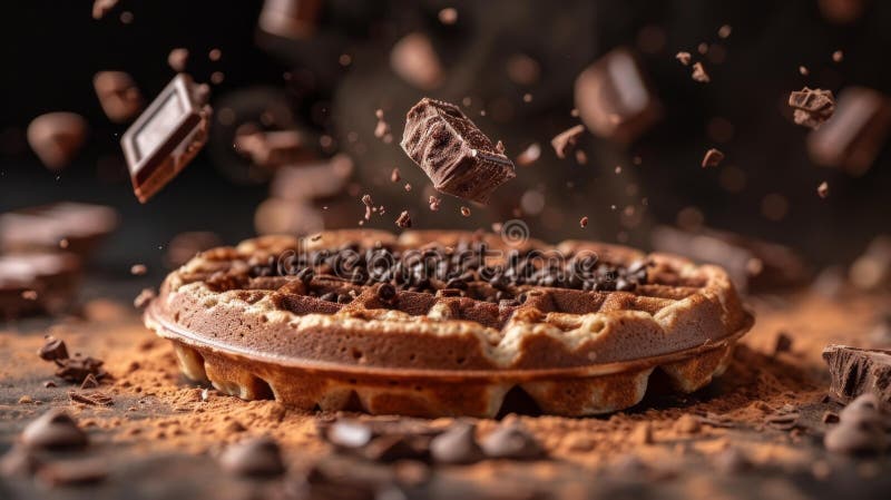 A Flying Chocolate Bar with Exploding Pieces, Generative AI Stock Photo - Image of crumbs ...